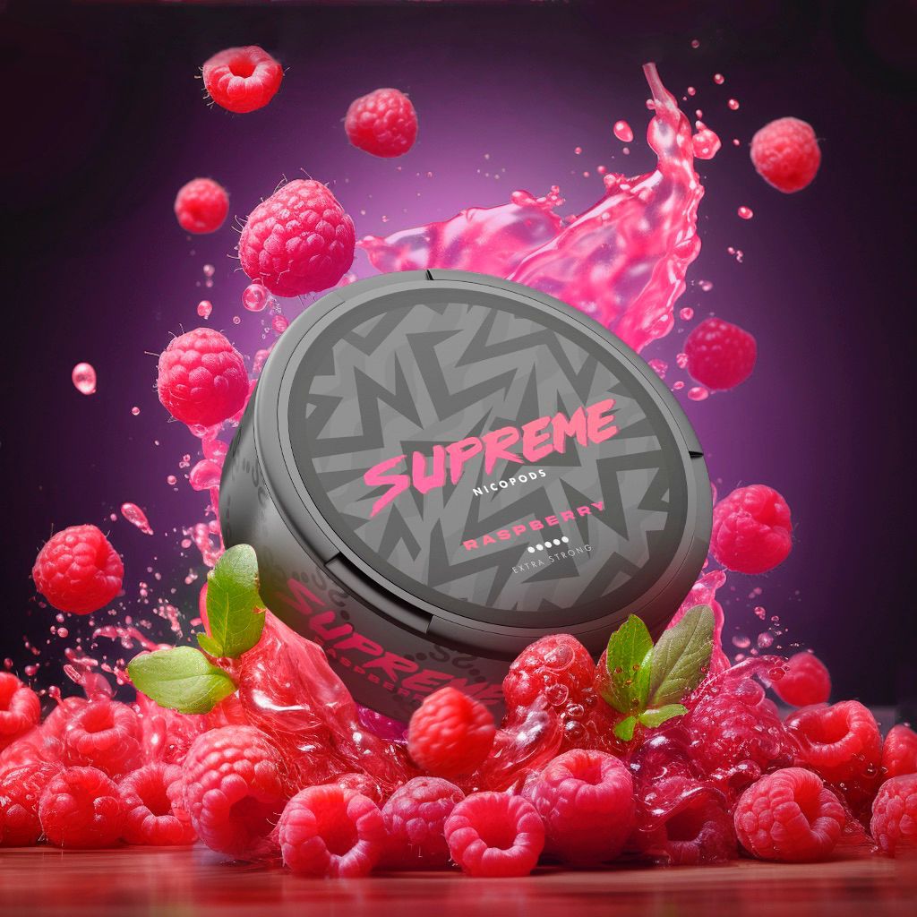 Supreme Nicopods Raspberry - 60Mg Nicotine Pouches Strong Snus — Nico Plug